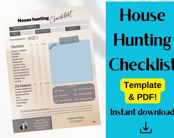 House Hunting Checklist | Home Buyer Checklist | Real Estate Templates ...