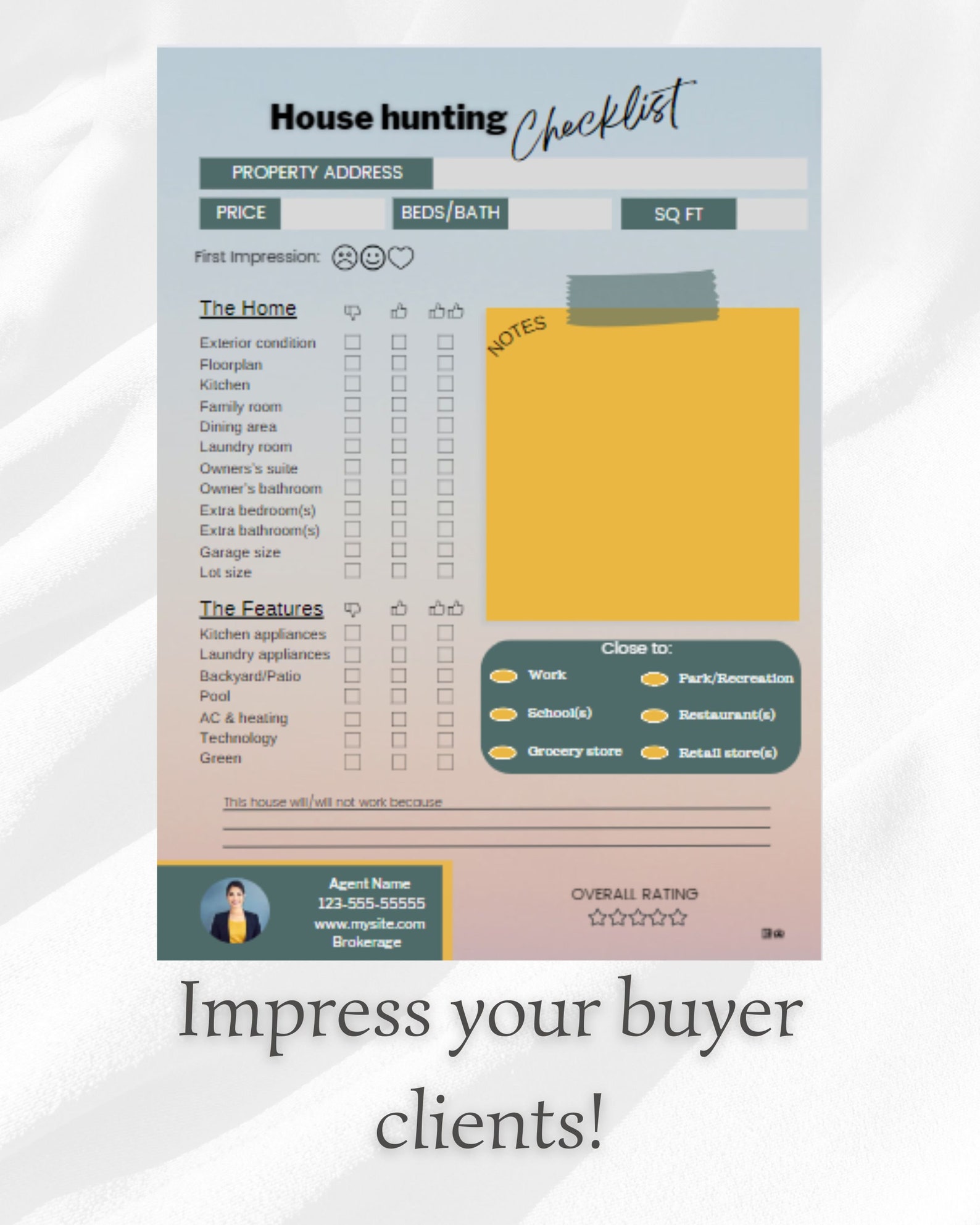 House Hunting Checklist | Home Buyer Checklist | Real Estate Templates ...