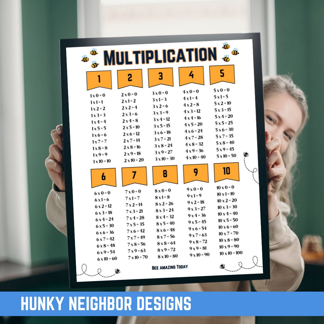 Charming Bee-themed Multiplication Chart - Etsy