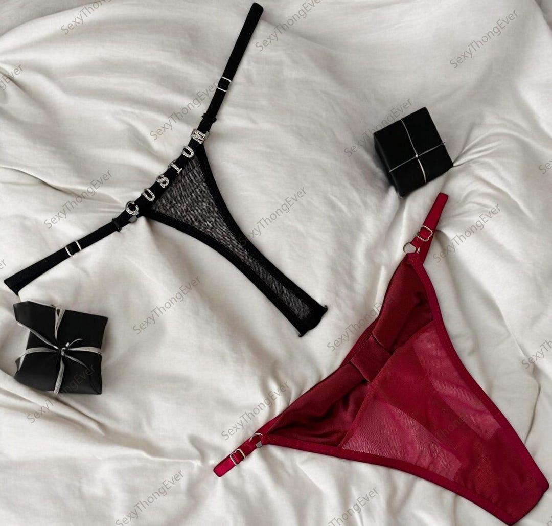 Custom Name Thong G-strings With Silver Charms • Personalized Thong for ...