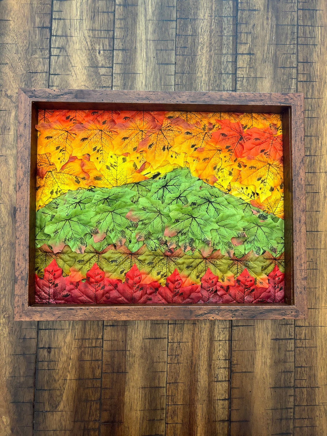 VT Maple Leaf State 10" X 10" Walnut Shadow Box Framed Artwork Created ...