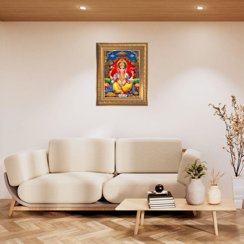 Divine Outlets Lord Ganesh Ji God Gold Embossed Photo Frame Hindu ...