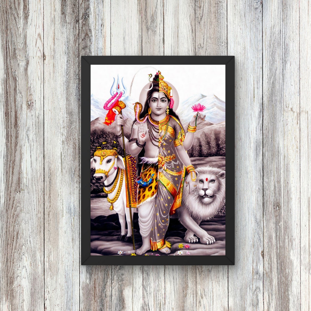 Sticaro Premium Hindu Lord Shiva as Ardh Nari Ishwar Religious Framed ...