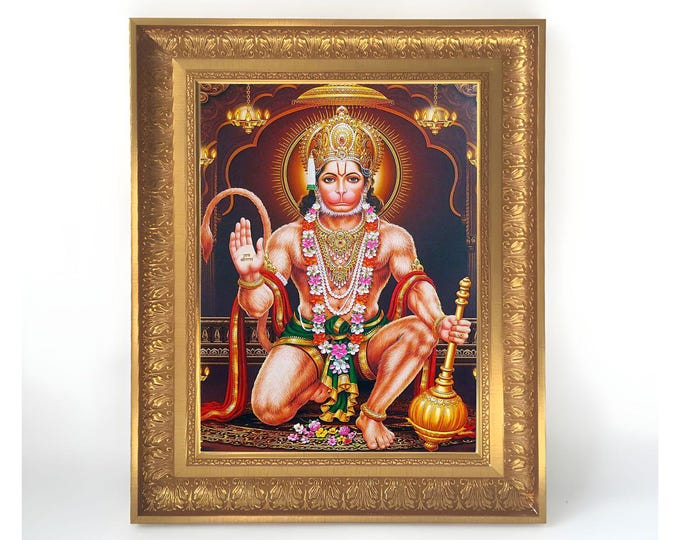 Divine Outlets | Lord Hanuman Gold Embossed Photo Frame - Hindu Deities ...