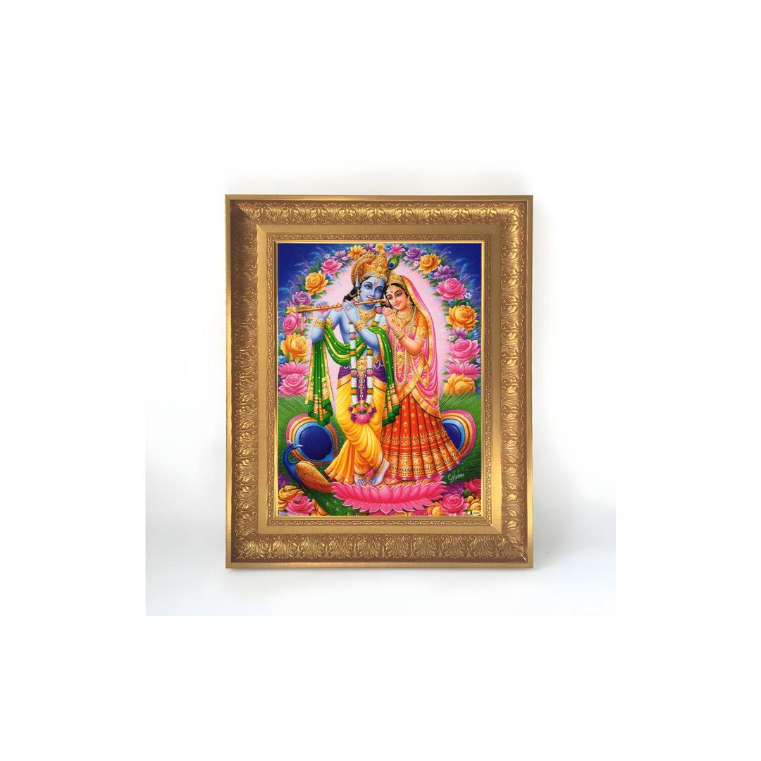 Divine Outlets | Lord Radha Krishna Gold Embossed Photo Frame - Hindu ...