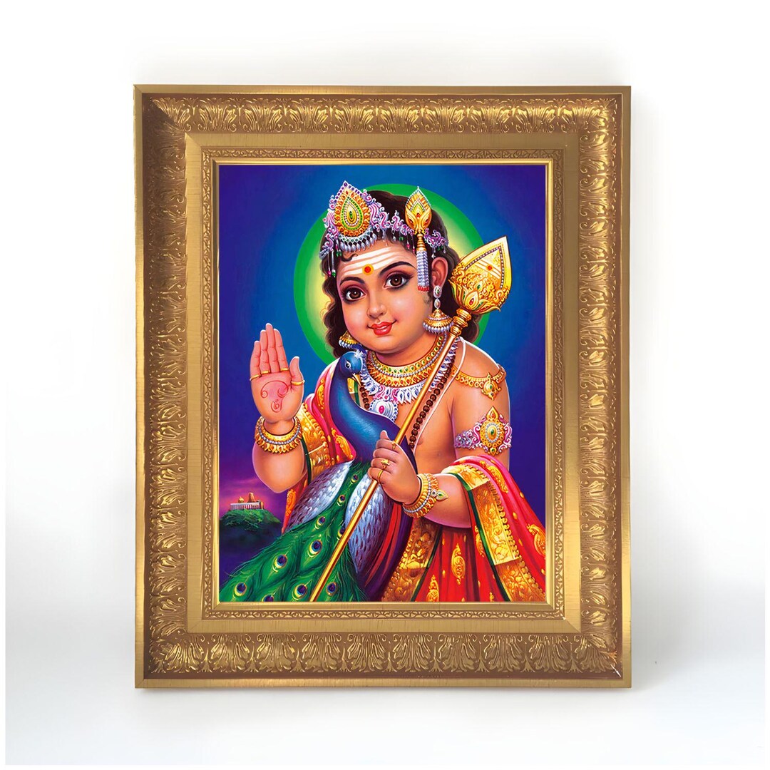 Divine Outlets | Lord Bala Murugan Gold Embossed Photo Frame - Hindu ...