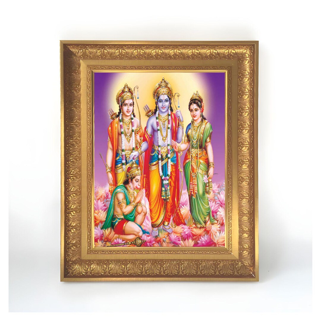 Divine Outlets | Lord Shri Ram Darbar Gold Embossed Photo Frame - Hindu ...