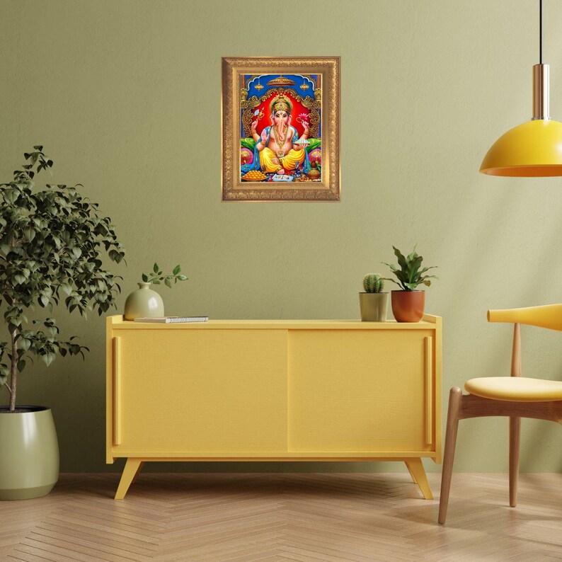 Divine Outlets Lord Ganesh Ji God Gold Embossed Photo Frame Hindu ...