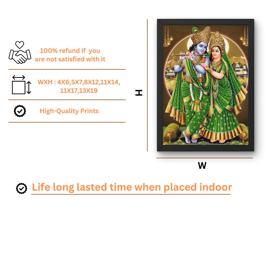 Sticaro Premium Hindu Lord Radha Krishna God Religious Framed Photo for ...