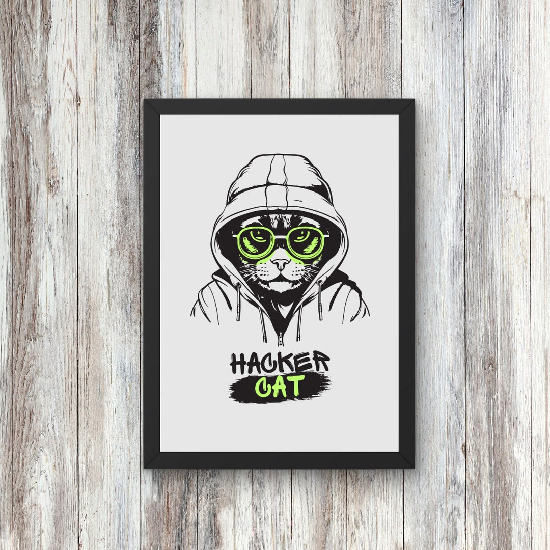 Sticaro Hacker Cat Motivational Wall Frames Inspirational Framed Quotes ...