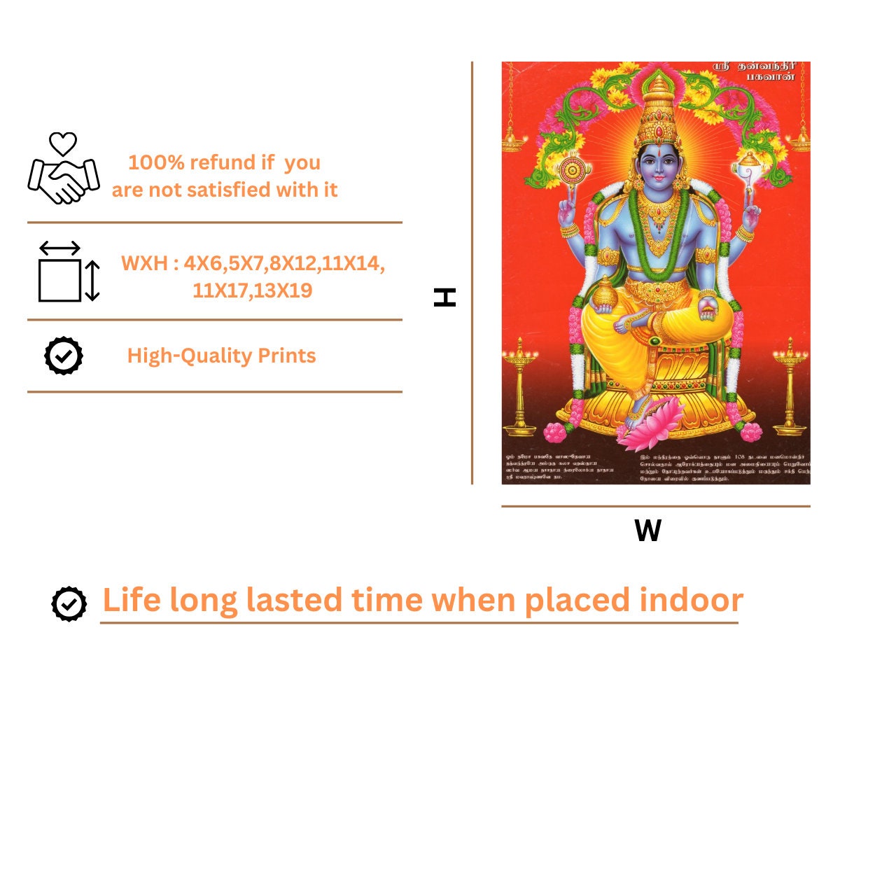 Sticaro Premium Hindu Lord Dhanvantri Dev God Religious Framed Photo ...