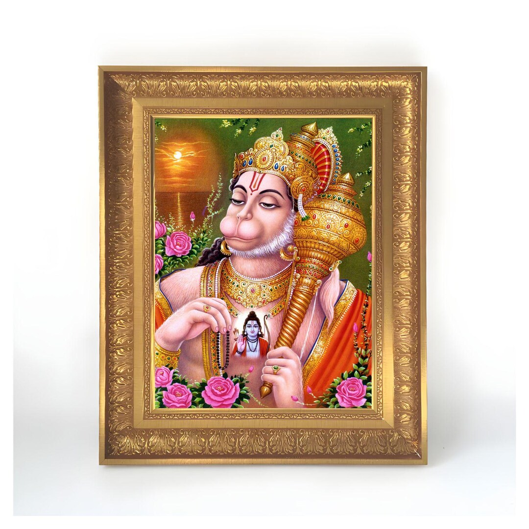 Divine Outlets | Lord Hanuman Ji Gold Embossed Photo Frame - Hindu ...