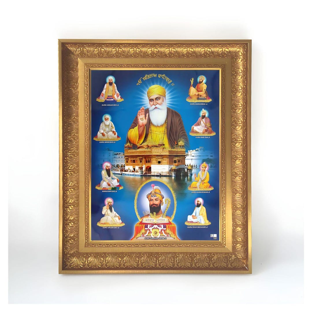 Divine Outlets Sri Guru Nanak Dev Ji With All Ten Sikh Gurus Gold ...