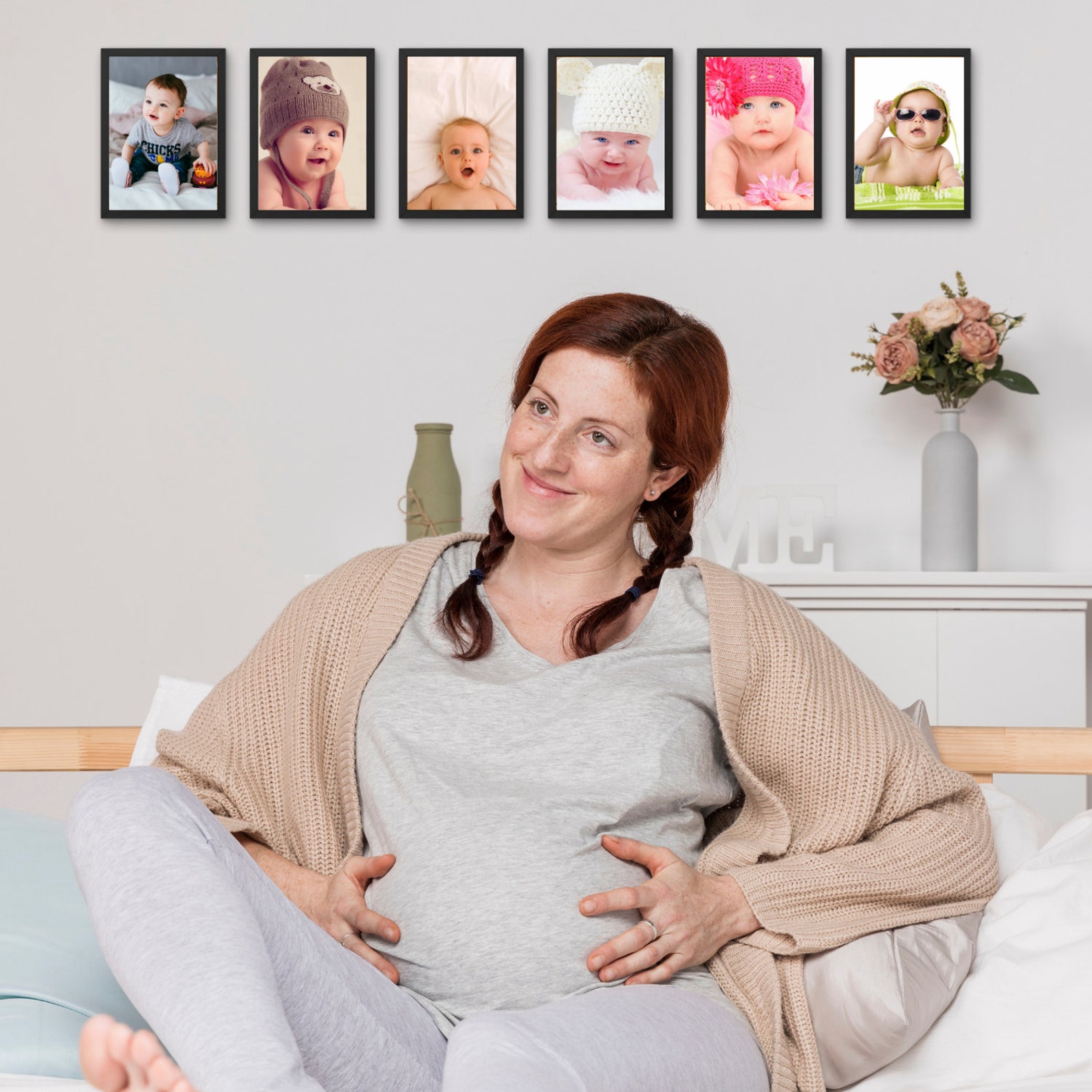 Sticaro Wall Photo Frames Pregnant Women Set of 6 Cute Baby Poster ...
