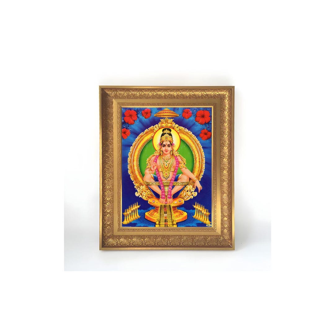 Divine Outlets Lord Ayyappa Swamy Gold Embossed Photo Frame Hindu ...