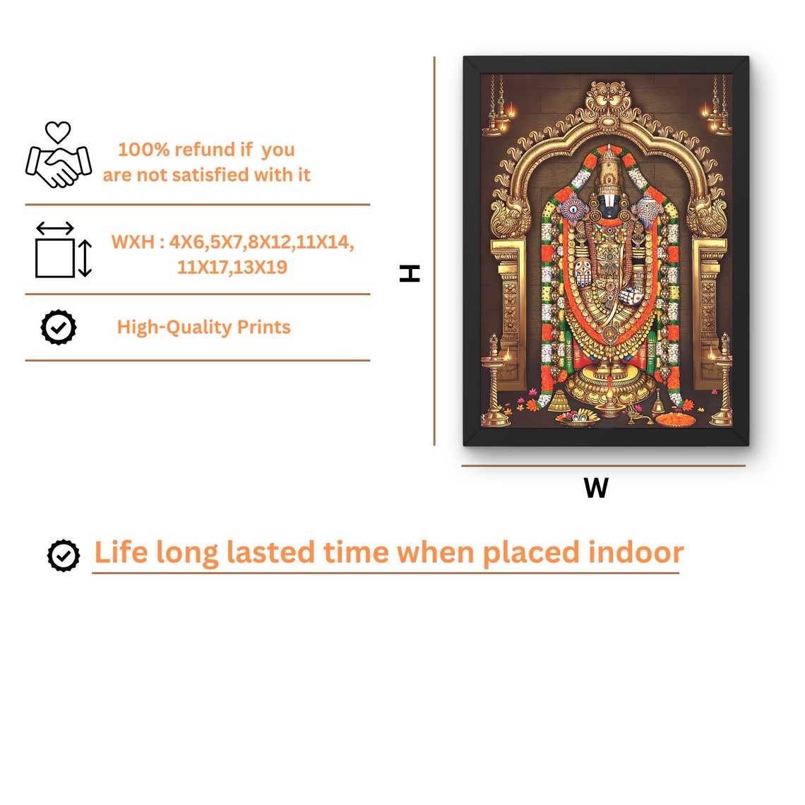 Sticaro Premium Hindu Lord Balaji God Religious Framed Photo for Wall ...