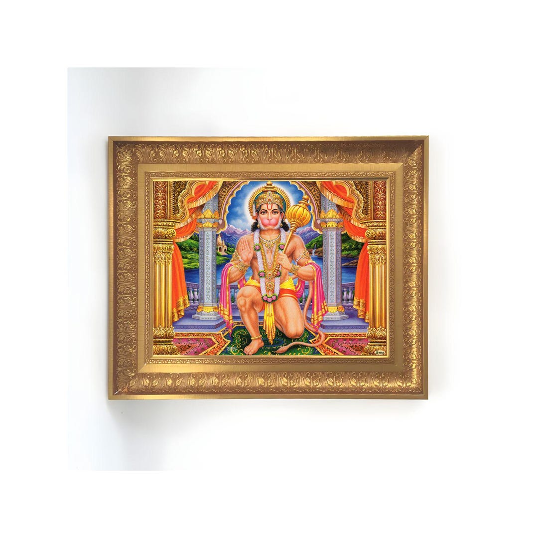 Divine Outlets Lord Hanuman God Gold Embossed Photo Frame Hindu Deities ...
