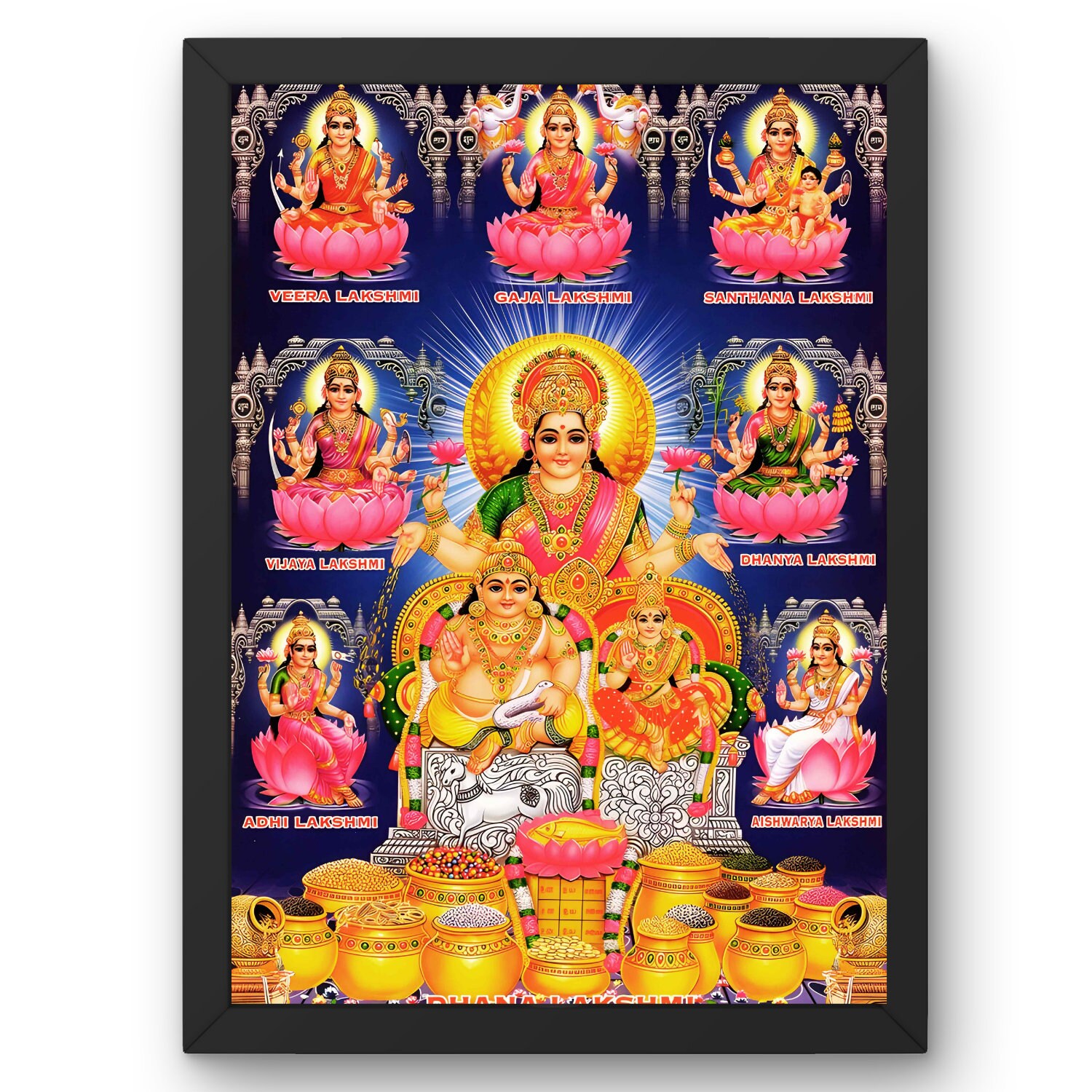 Sticaro Premium Hindu Goddess Ashta Laxmi God Religious Framed Photo ...