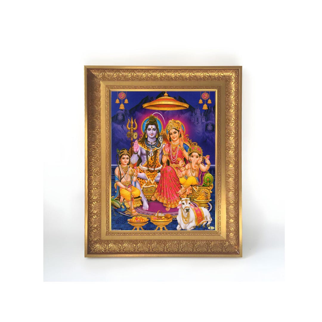 Divine Outlets Lord Shiva Parvathi God Gold Embossed Photo Frame Hindu ...