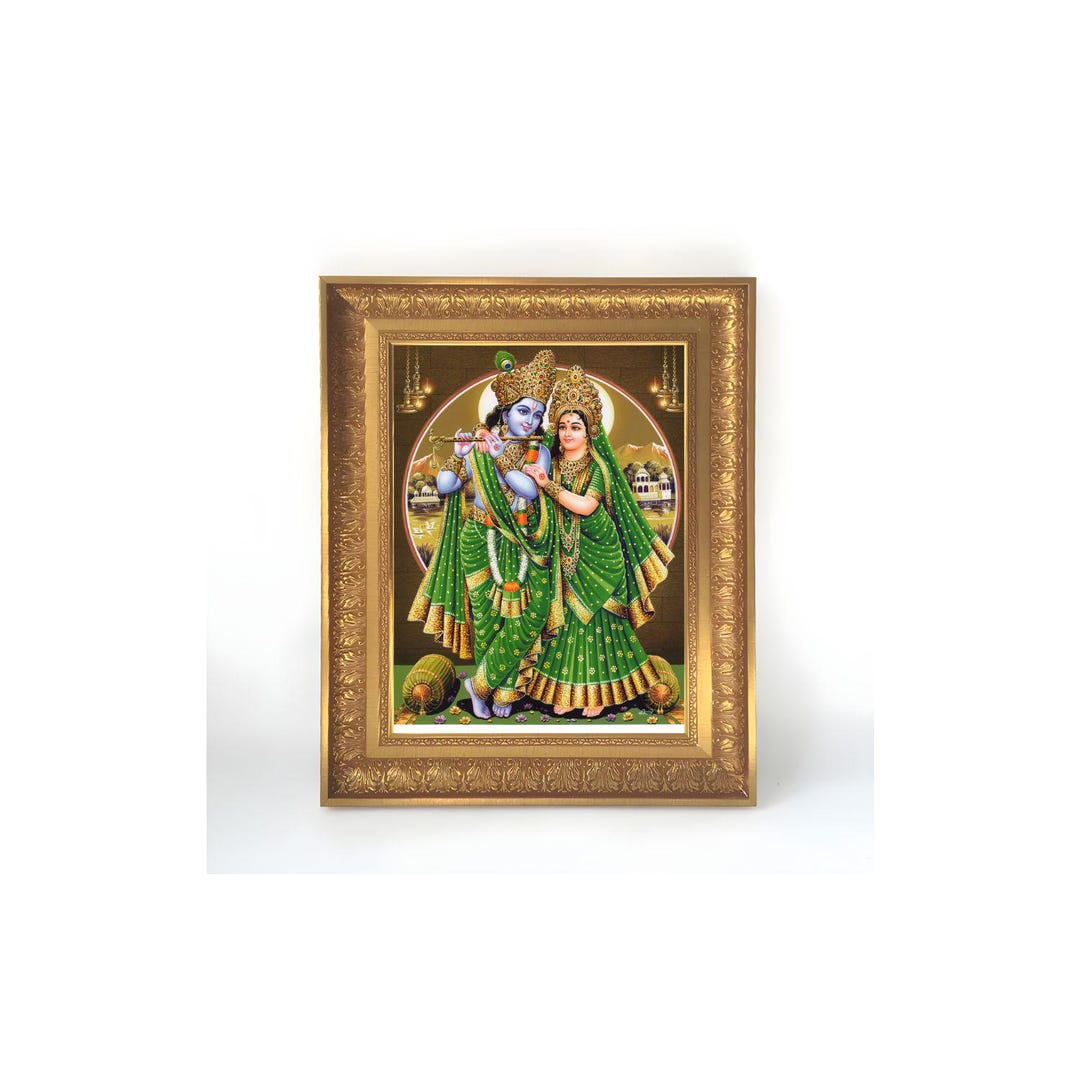 Divine Outlets | Lord Radha Krishna Gold Embossed Photo Frame - Hindu ...