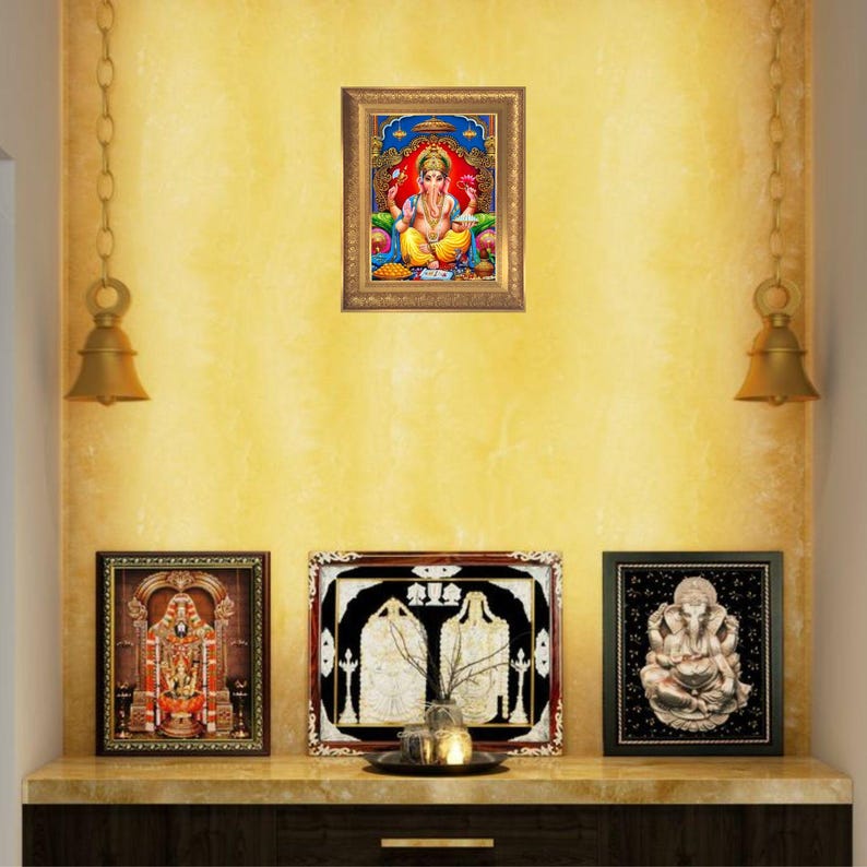 Divine Outlets Lord Ganesh Ji God Gold Embossed Photo Frame Hindu ...
