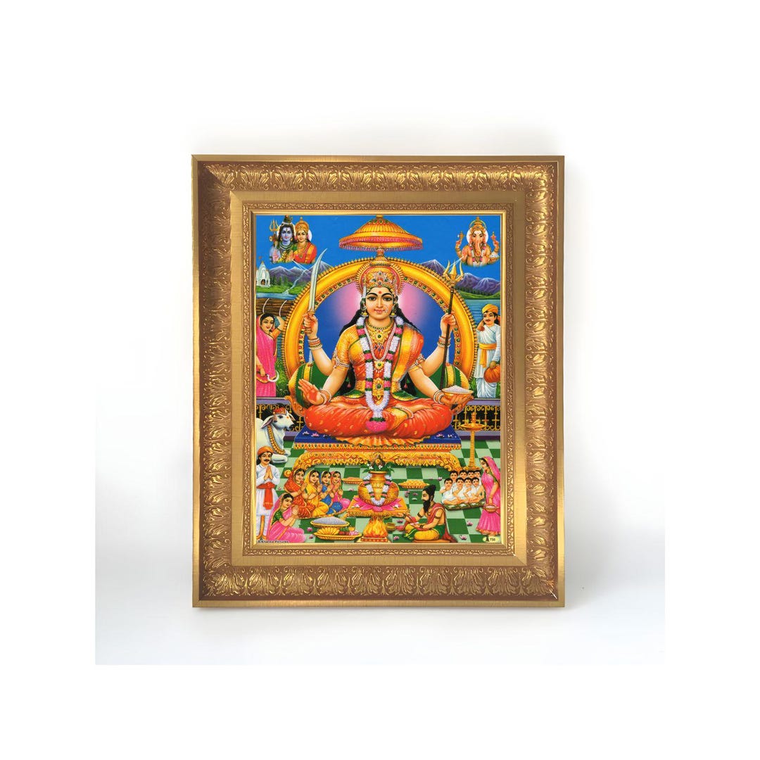 Divine Outlets | Goddess Santhoshi Mata Gold Embossed Photo Frame ...