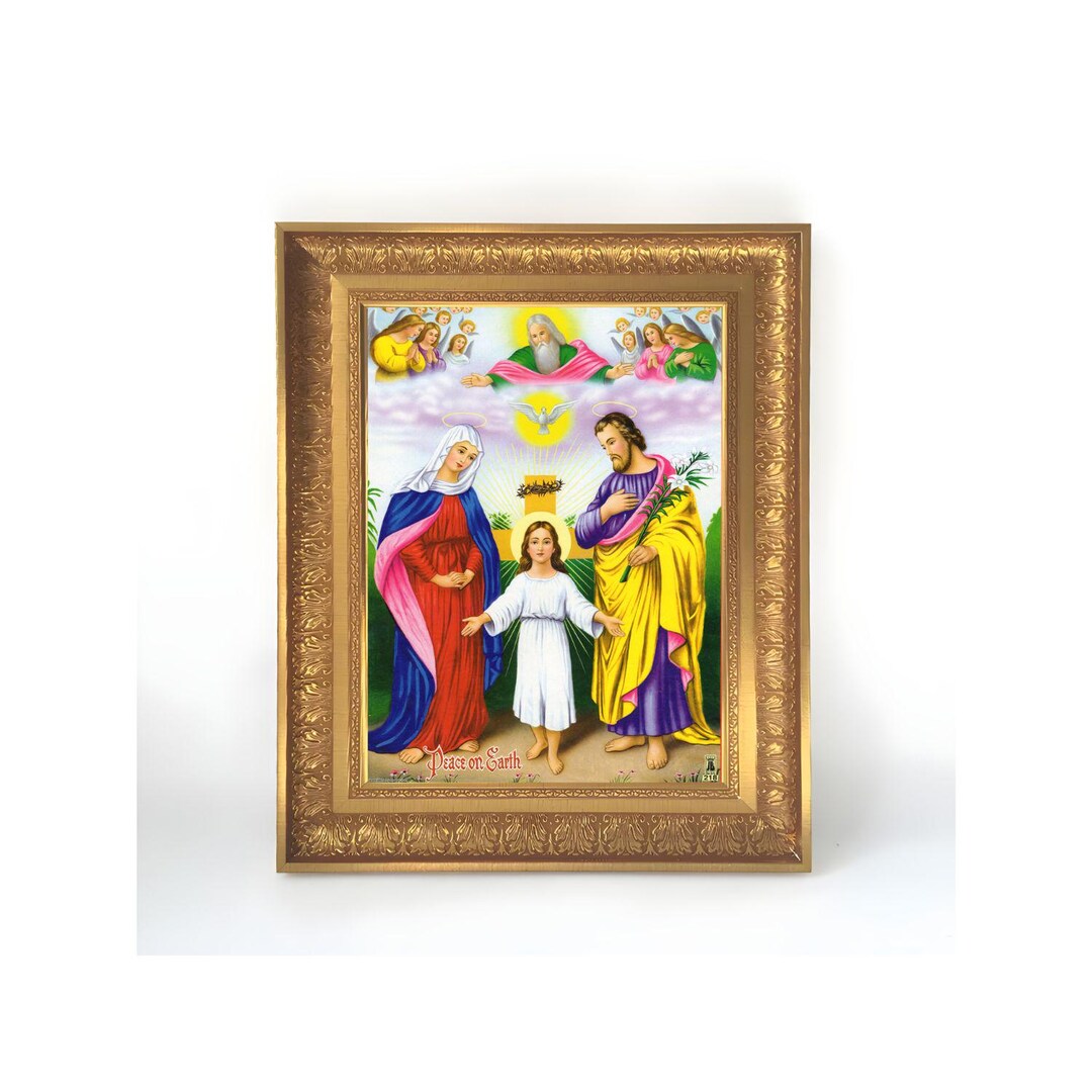 Divine Outlets | Jesus Family Gold Embossed Photo Frame - Christian ...