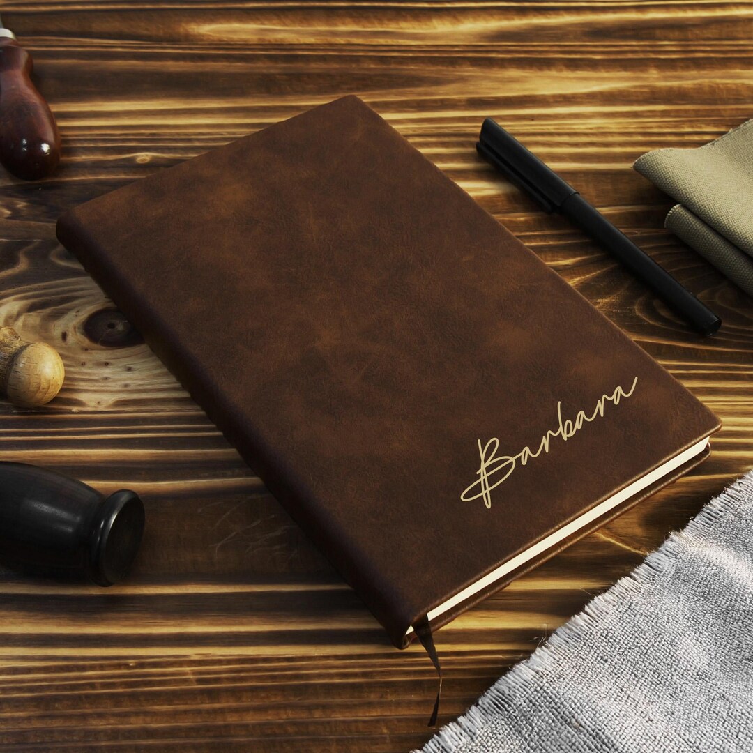 Personalized Engraved Leather Lined Journal With Clasp, Personalized ...