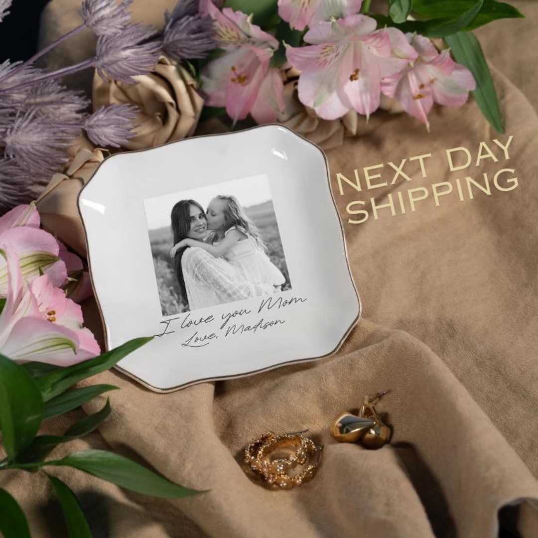 Personalized Ceramic Photo Jewelry Dish for Mom, Mother's Day Keepsake ...