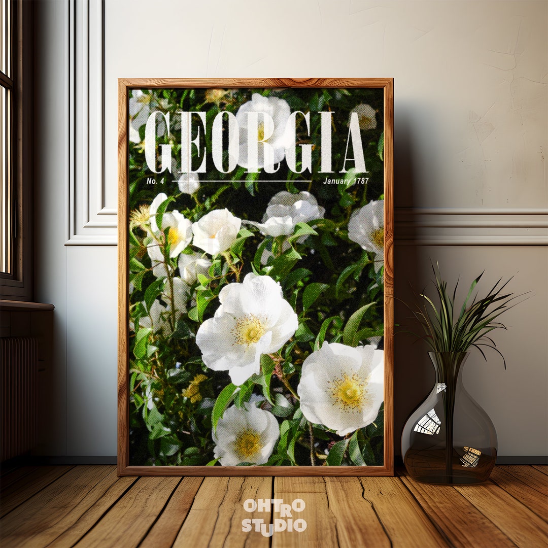 Vintage Digital Art Print, 90's Aesthetic, Georgia State Flower ...