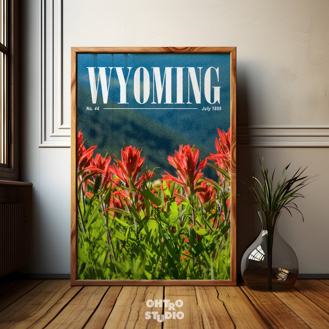 Vintage Digital Art Print, 90's Aesthetic, Wyoming State Flower, Indian ...