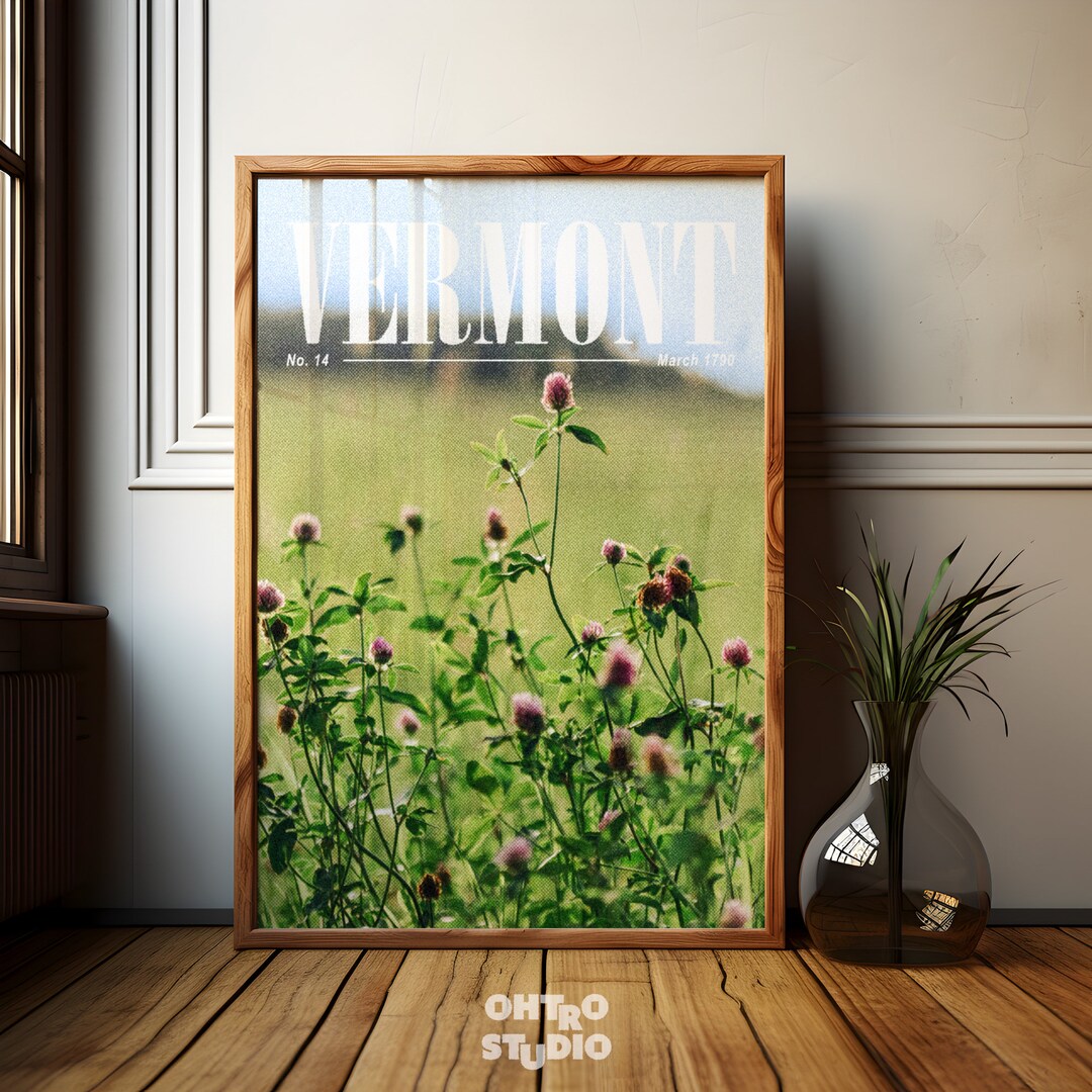 Vintage Digital Art Print, 90's Aesthetic, Vermont State Flower, Red ...