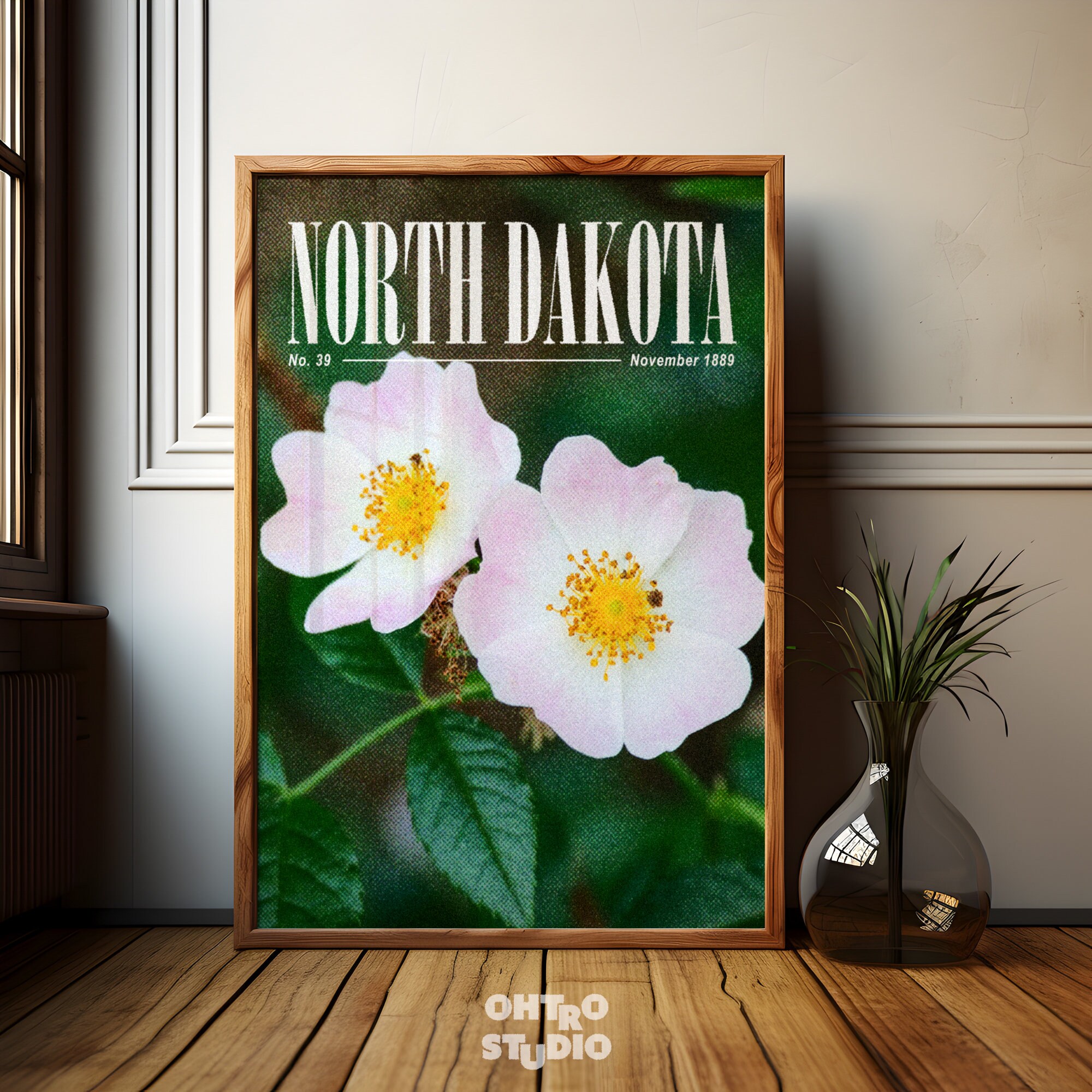 Vintage Digital Art Print, 90's Aesthetic, North Dakota State Flower ...