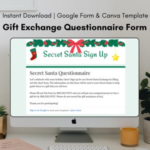 Gift Exchange Google Form Template | Editable | Instant Digital ...