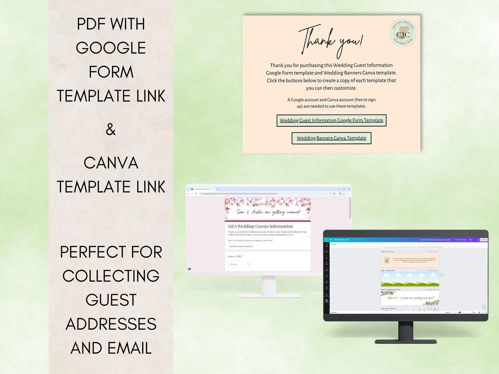 Wedding Guest Information Google Form | Editable | Digital Download ...