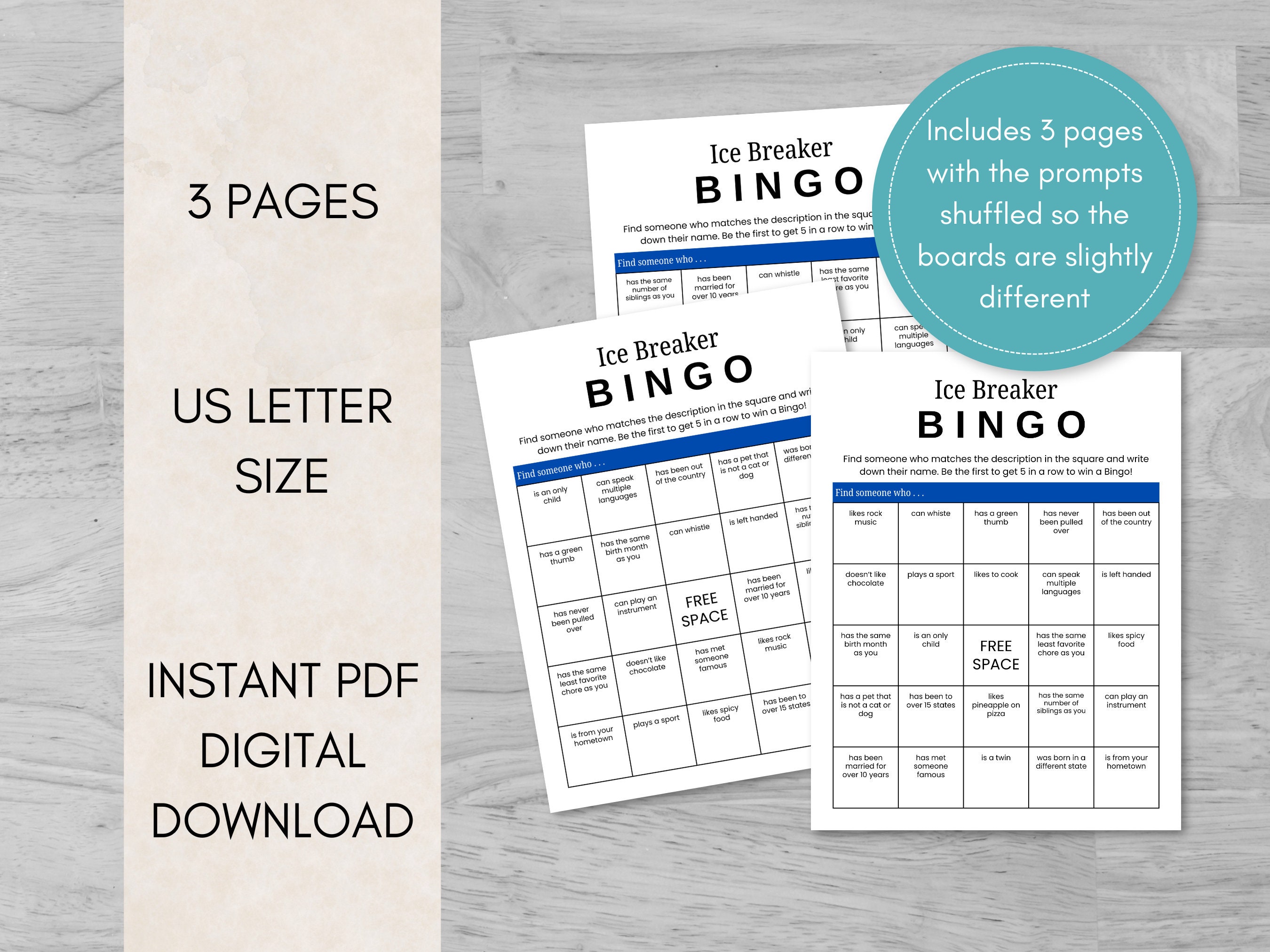 Ice Breaker Bingo Board | Printable | Get to Know You Activity, Find ...