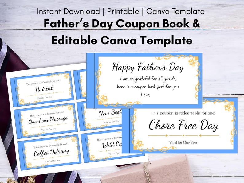 Father’s Day Coupon Book | Canva Template | Customizable Printable ...