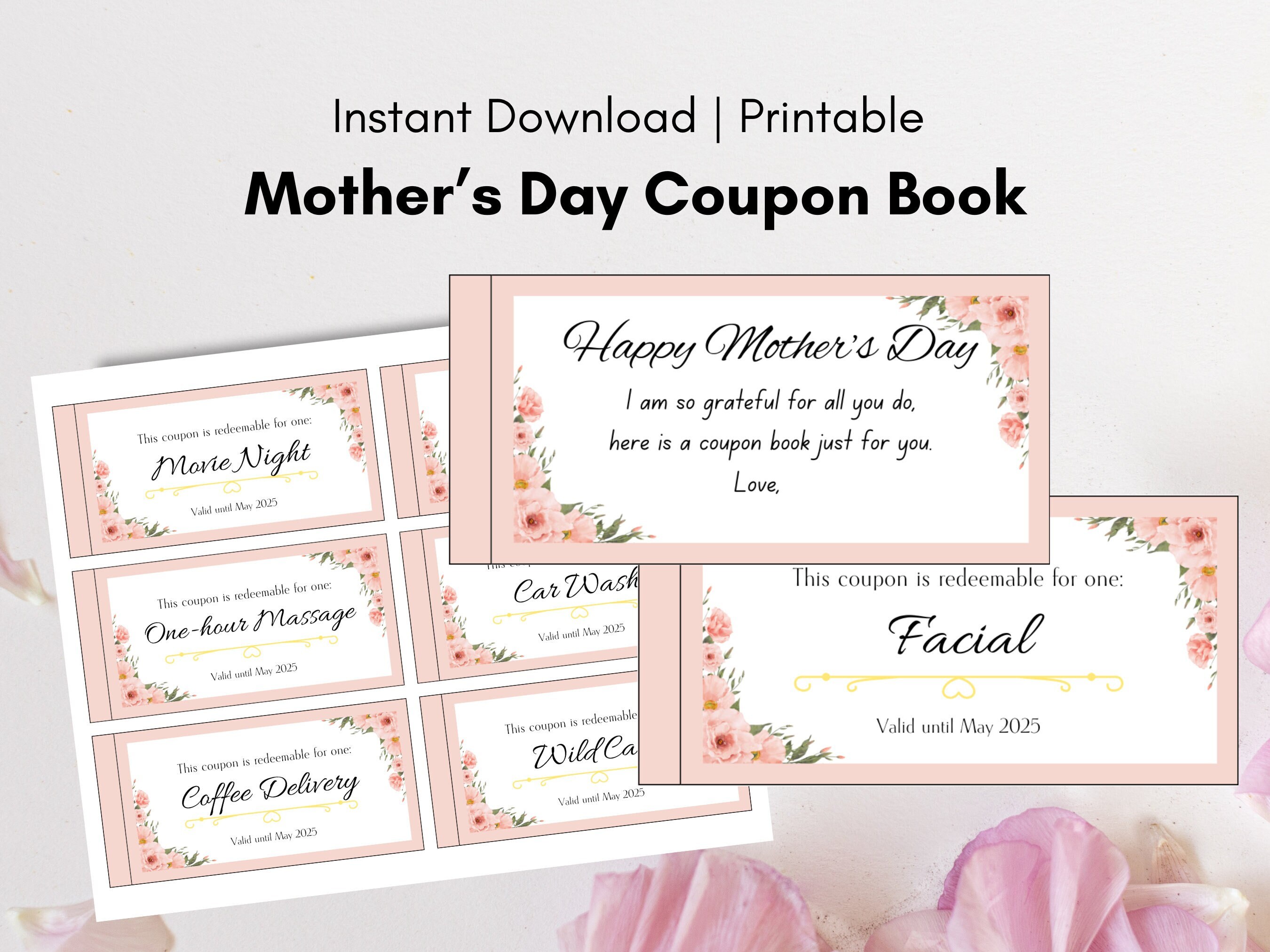 Mothers Day Coupon Book Printable Digital Download Mothers Day Gift ...