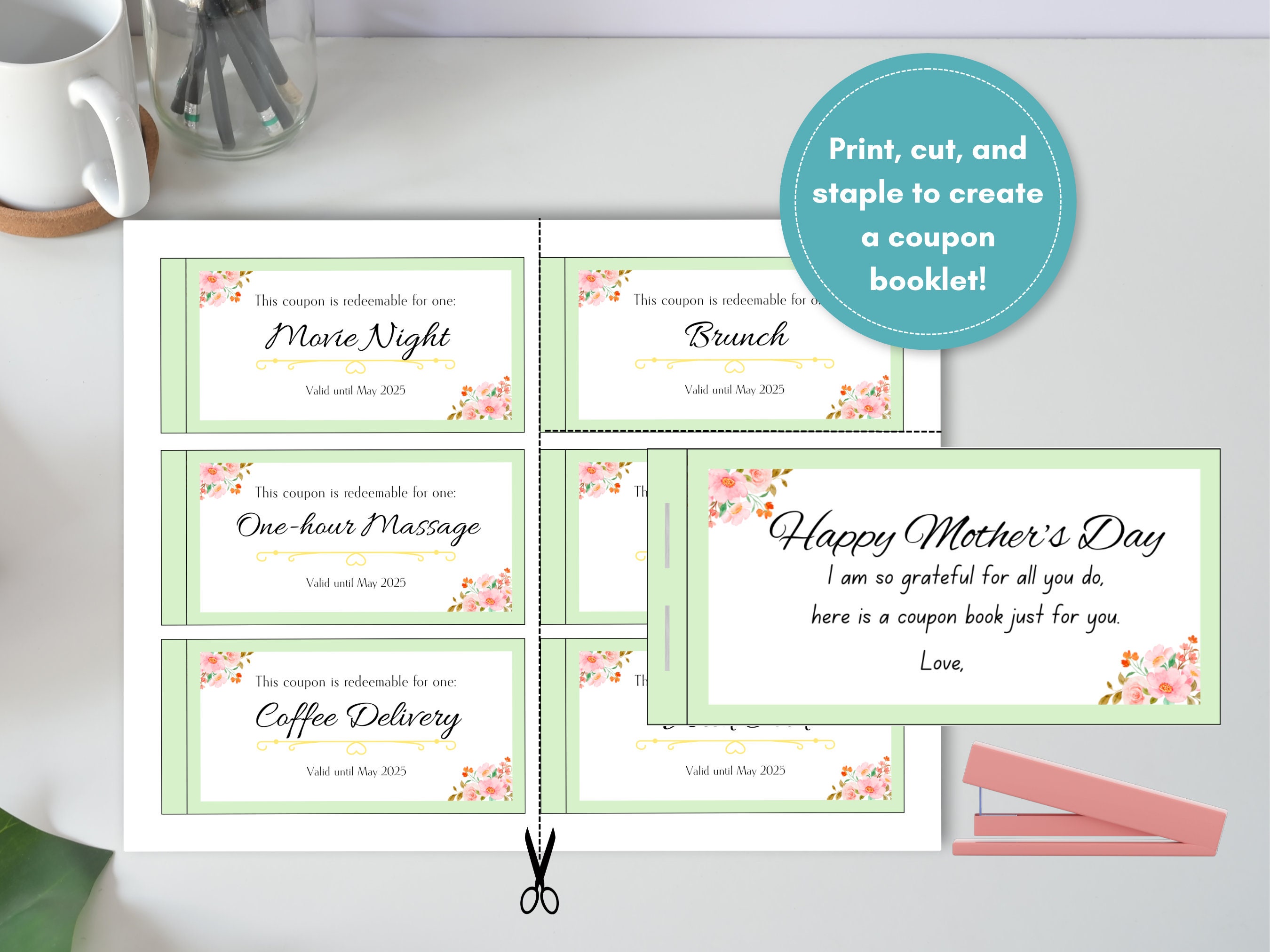 Mothers Day Coupon Book Printable Digital Download Mothers Day Gift ...