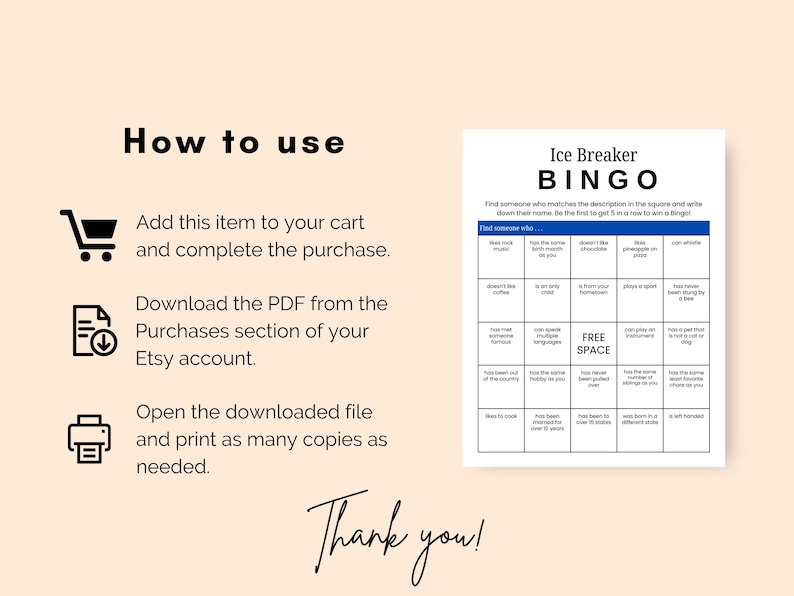 Find Someone Who Bingo | Ice Breaker Game | Printable | Get to Know You ...