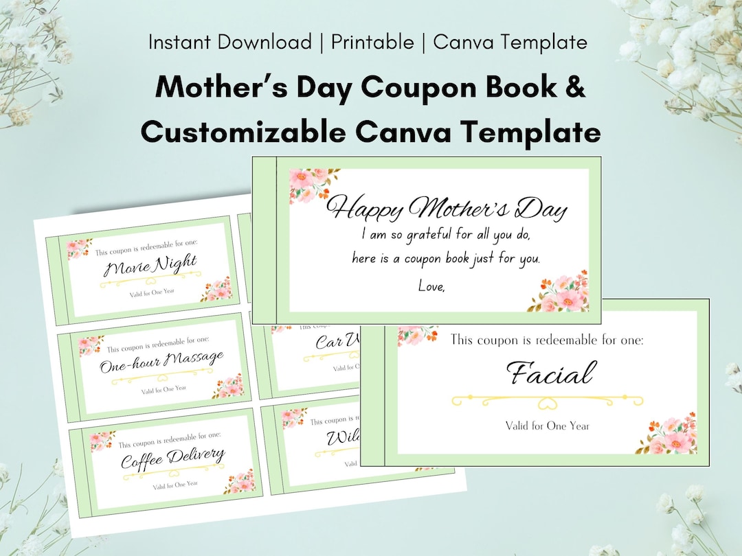 Mother’s Day Coupon Book | Printable Digital Download | Canva Template ...
