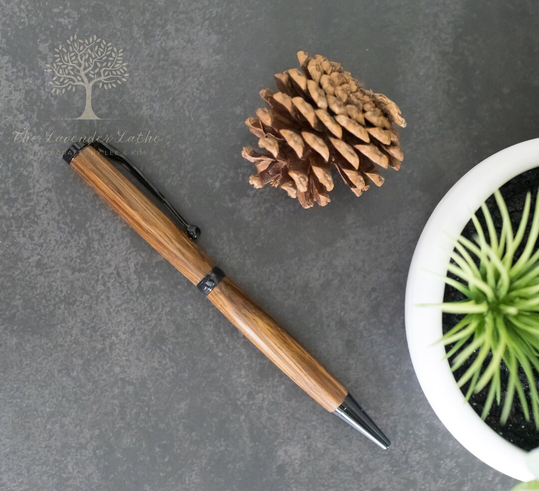 Hand Turned Zebra Wood Pen Elegant Slimline Style in Black Chrome ...