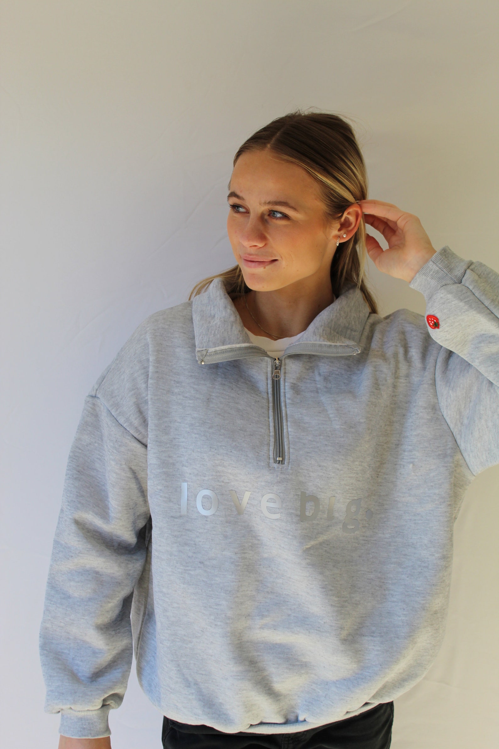 Grey Quarter Zip Love Big Hoodie - Etsy