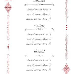 Playing Cards Themed Menu Template - Etsy