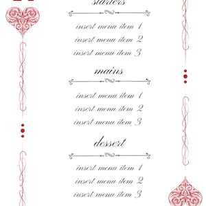 Playing Cards Themed Menu Template - Etsy