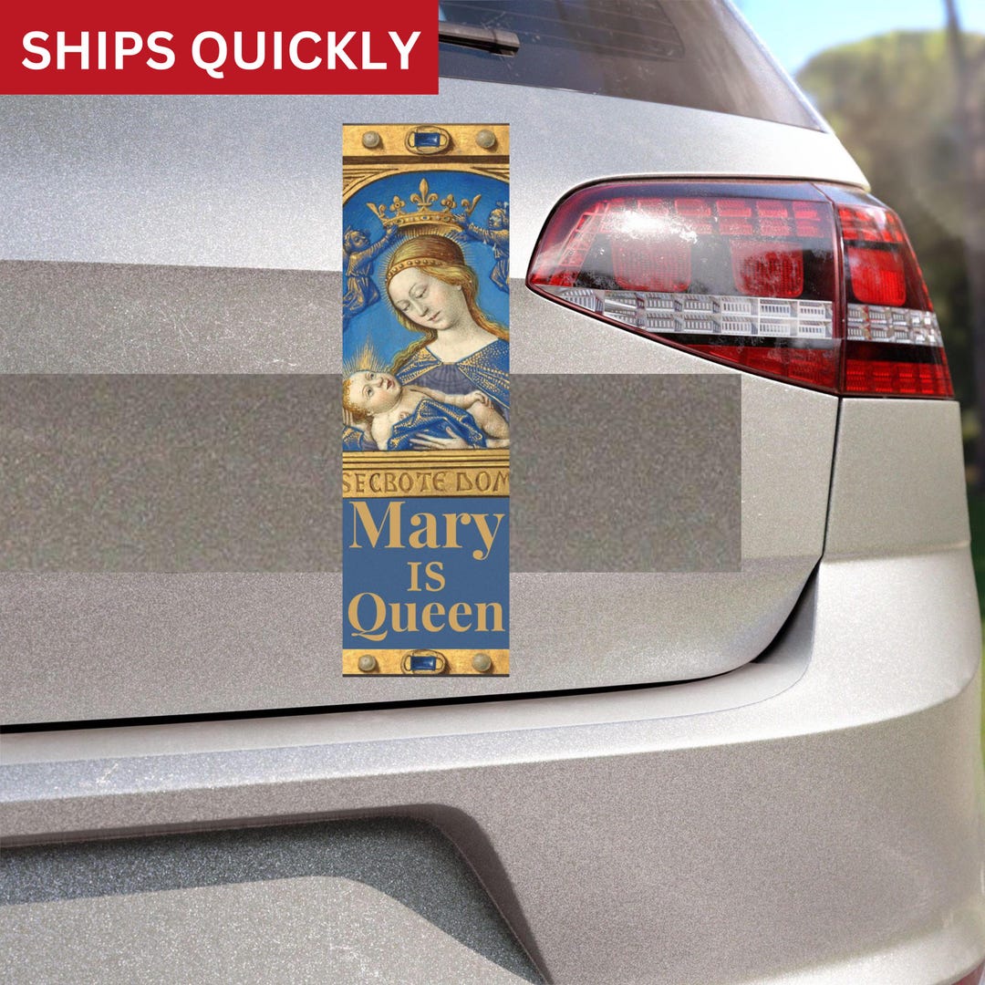 Religious Car Magnets - Mary is Queen With Madonna and Child, Christian ...