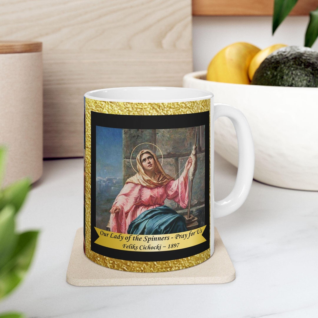 Madonna of the Spinners Coffee Mug: Vintage Catholic Art, Inspirational ...