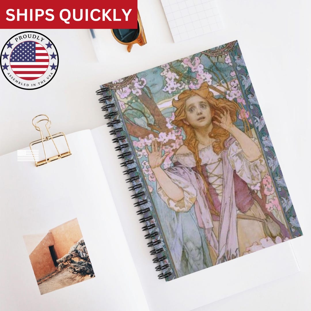 Notebook - Alphonse Mucha Art Nouveau Maude Adams as Joan of Arc, Ruled ...