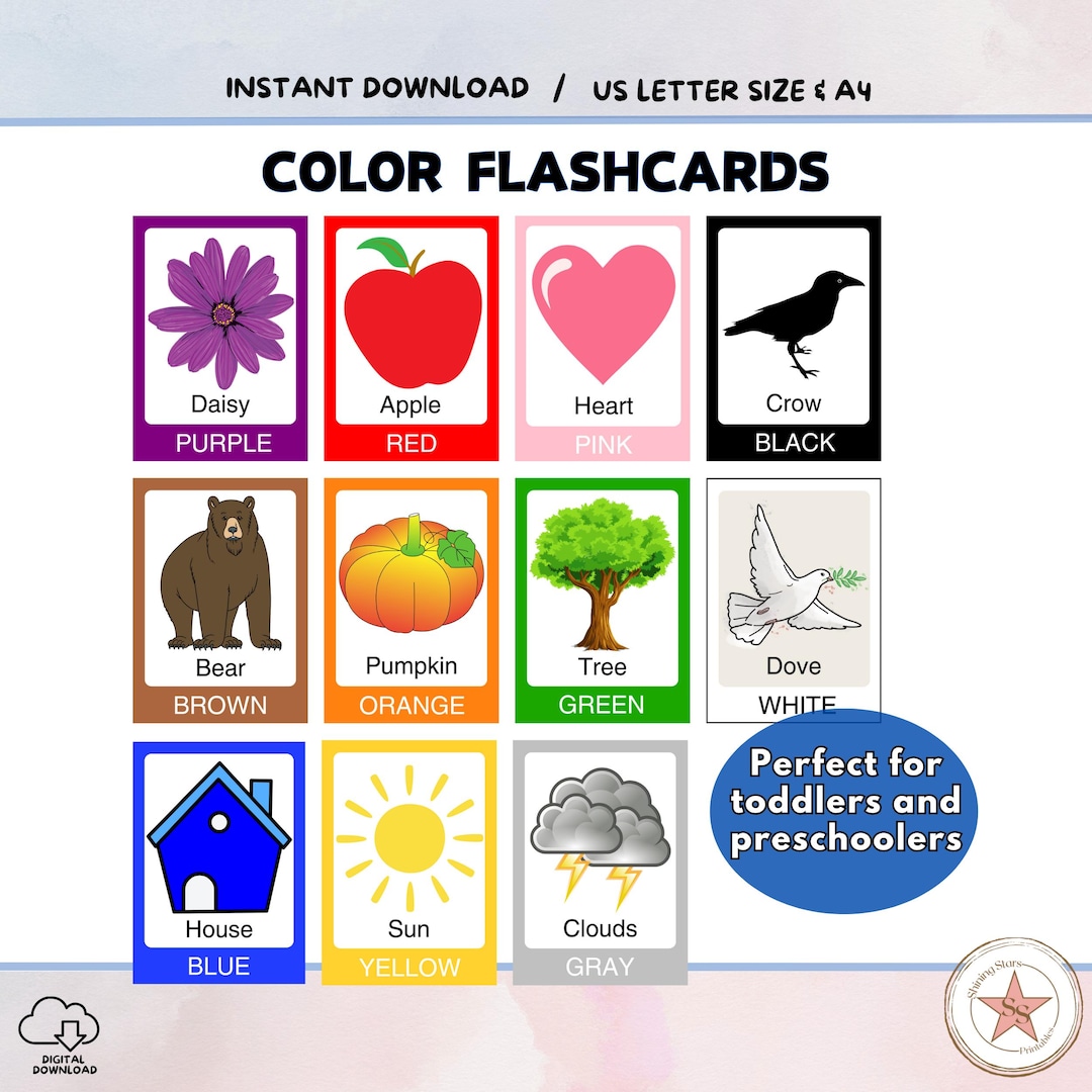 Printable Preschool Color Learning Flashcards: Fun Images (PDF Download ...