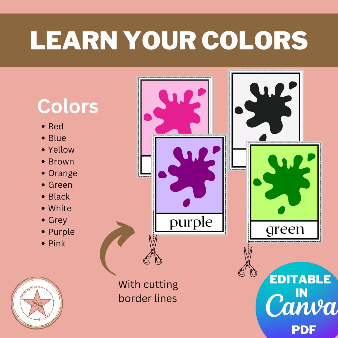 Toddler Color Flashcards, Editable Color Flashcards for Kids, 11 Color ...